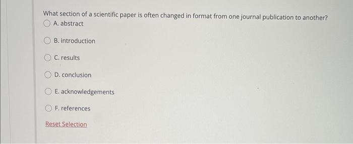 Solved Select the correct ordering of a scientific paper. A. | Chegg.com