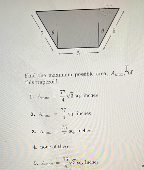 Solved Find the maximum possible area, Amax,−of this | Chegg.com