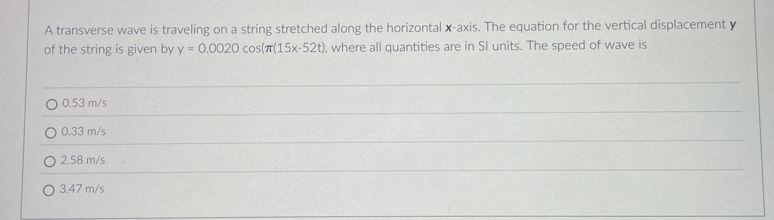 Solved A transverse wave is traveling on a string stretched | Chegg.com