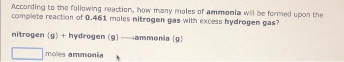 Solved According to the following reaction, how many moles | Chegg.com