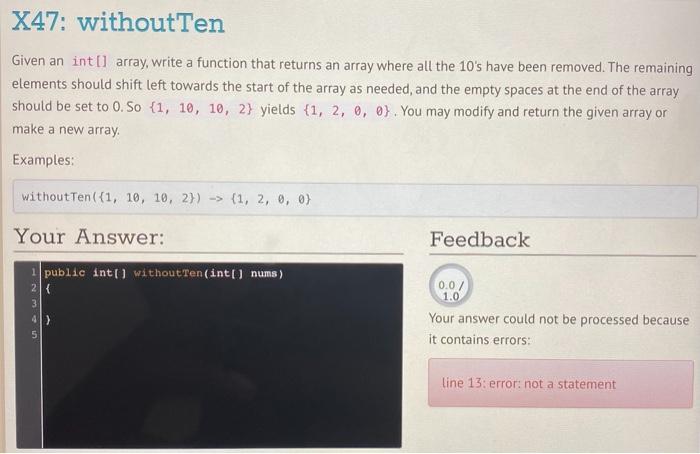 Solved Module 1 - Code Workout - Arrays & Conditionals X44: | Chegg.com