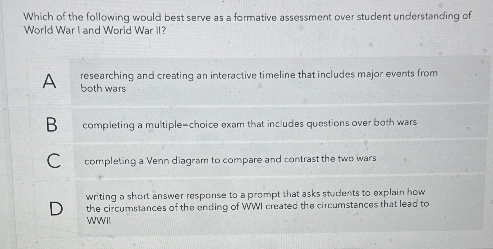 Solved Which of the following would best serve as a | Chegg.com
