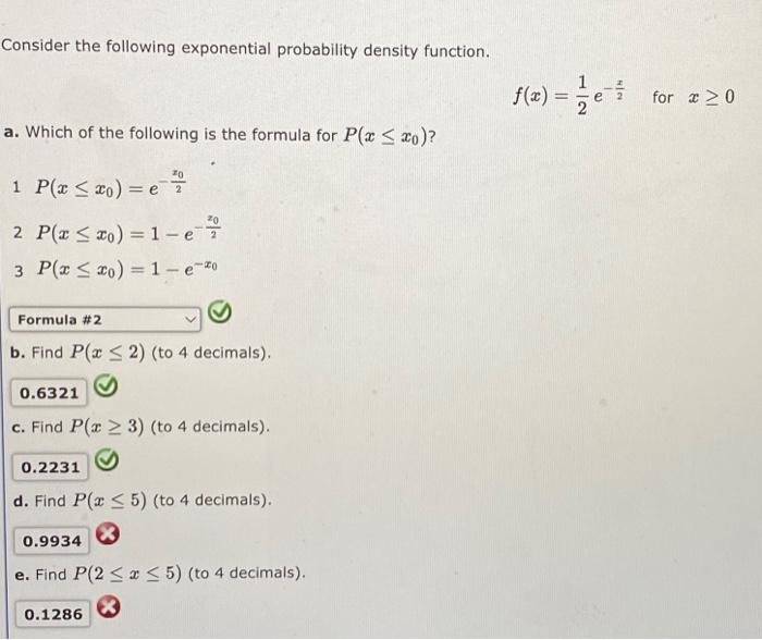 Solved Consider the following exponential probability | Chegg.com