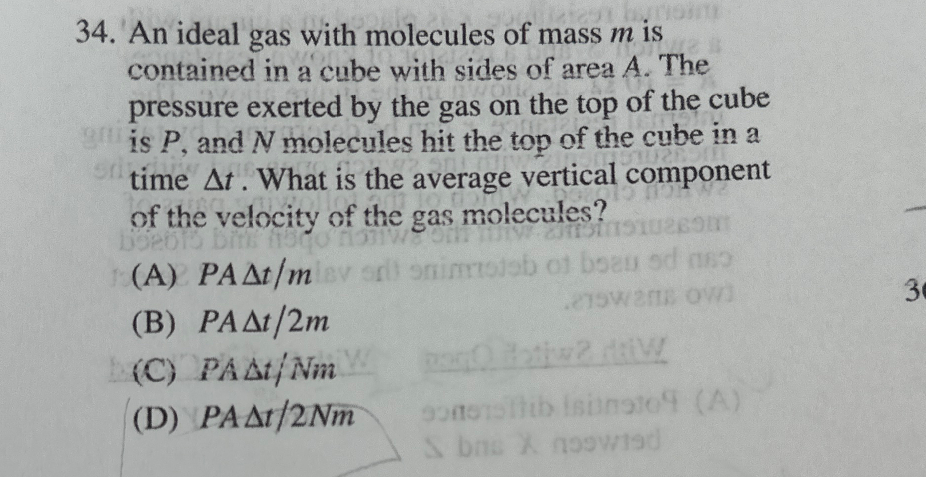Solved An ideal gas with molecules of mass m ﻿is contained | Chegg.com