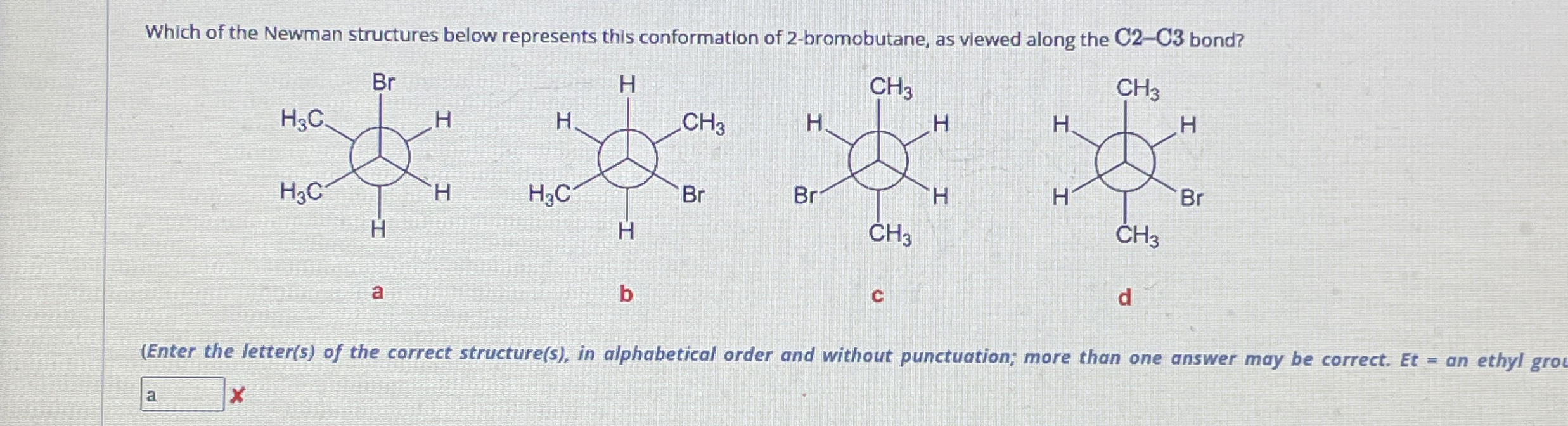 Solved Which of the Newman structures below represents this | Chegg.com