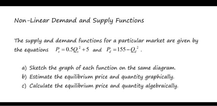 Solved Non-Linear Demand and Supply Functions The supply and | Chegg.com