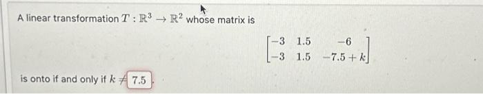 Solved A linear transformation T:R3→R2 whose matrix is | Chegg.com