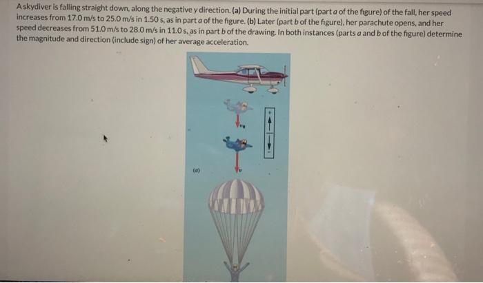 Solved A skydiver is falling straight down, along the | Chegg.com
