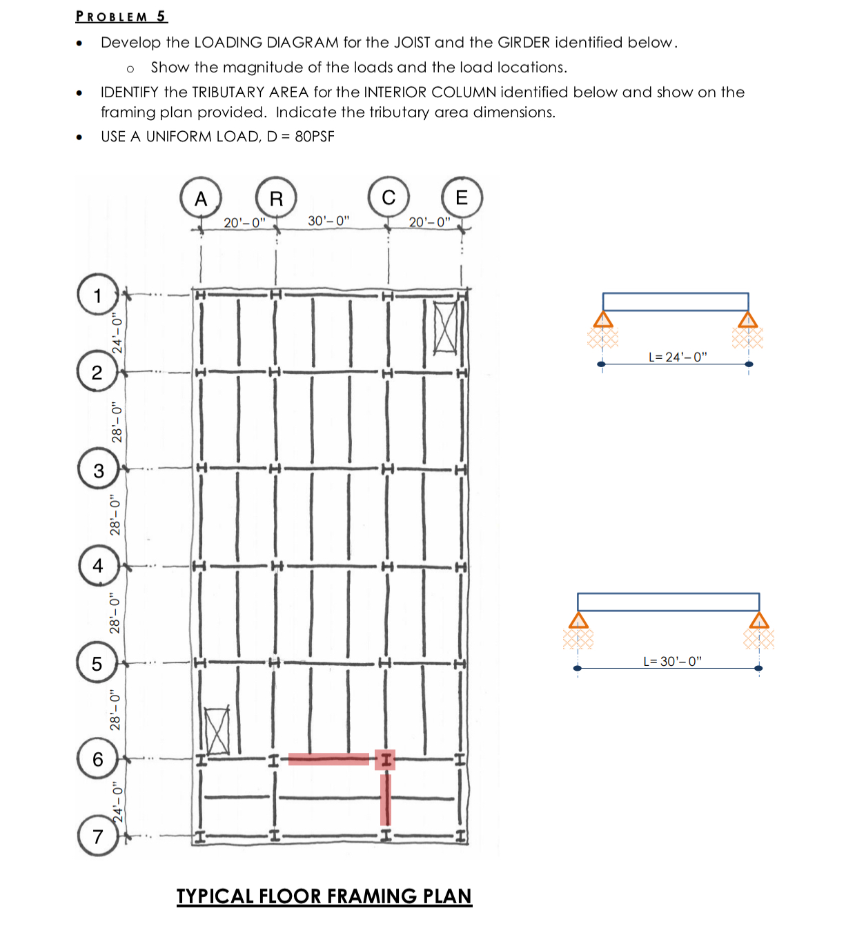 Solved PROBLEM 5Develop the LOADING DIAGRAM for the JOIST | Chegg.com