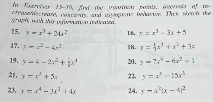 Solved In Exercises 15-36, find the transition points, | Chegg.com