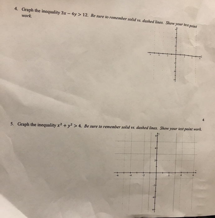 Solved 4. Graph the inequality 3x - 4y > 12. Be sure to | Chegg.com