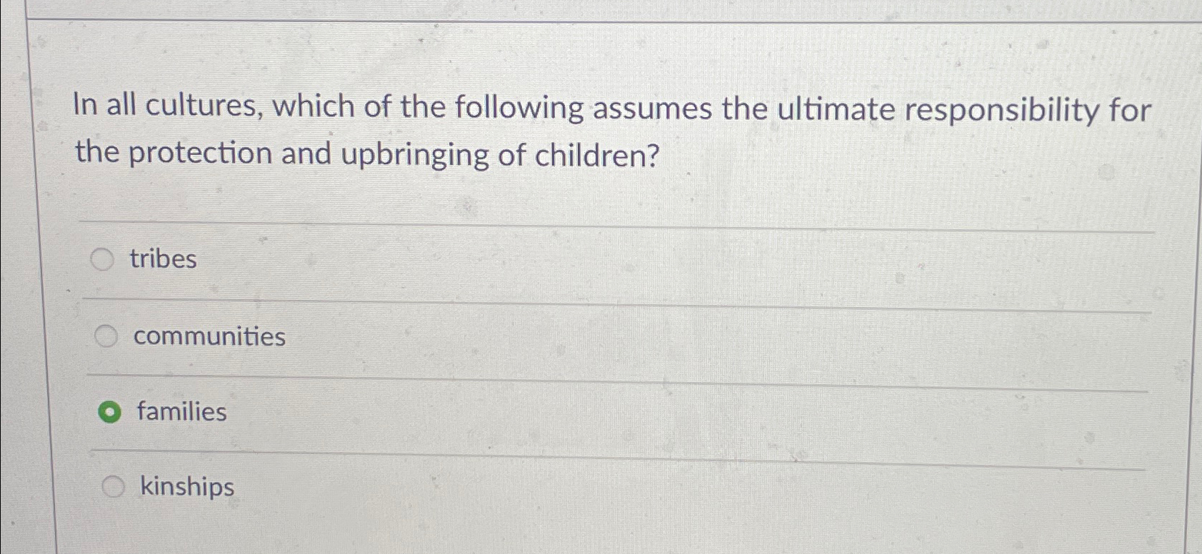 Solved In all cultures, which of the following assumes the | Chegg.com Solved In all cultures, which of the following assumes the | Chegg.com