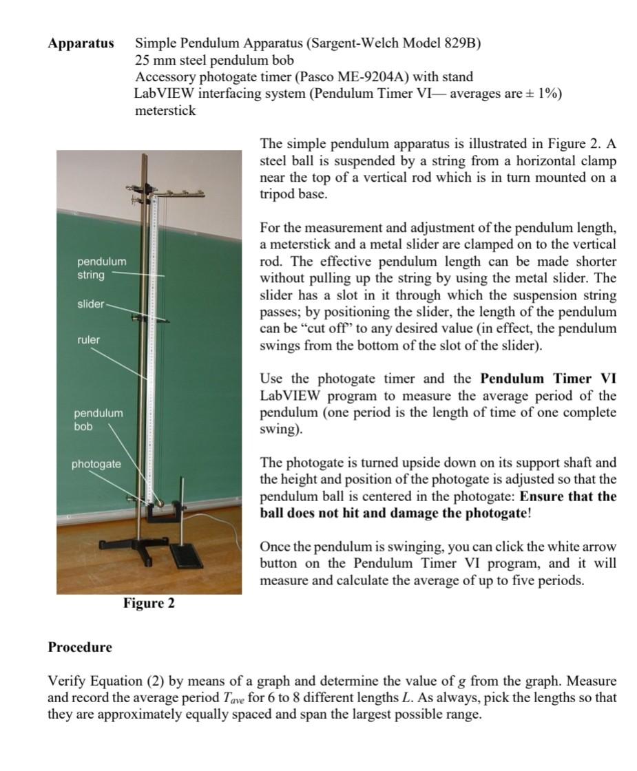 Experiment 4 THE SIMPLE PENDULUM At small angles from | Chegg.com