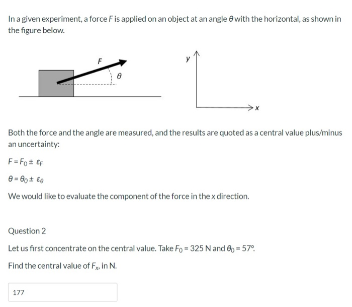 Solved In a given experiment, a force Fis applied on an | Chegg.com