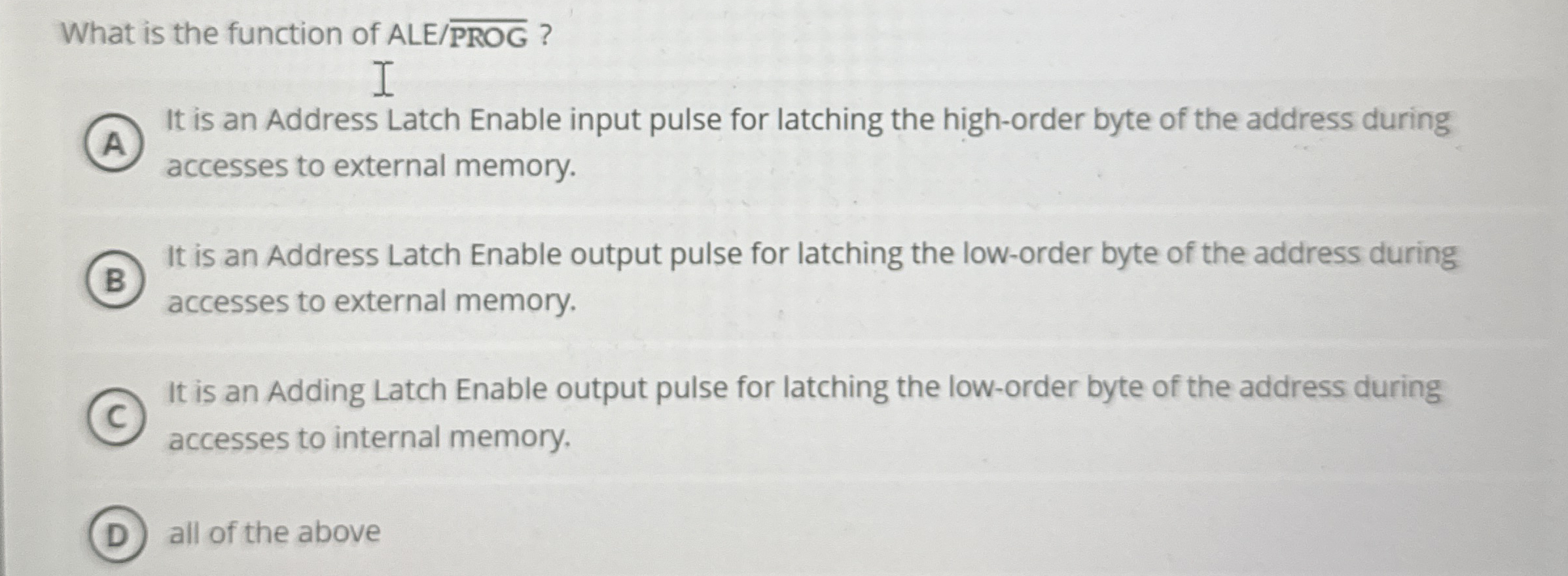 Solved What is the function of ALE/ ?bar ( ﻿PROG ) ?It is an | Chegg.com