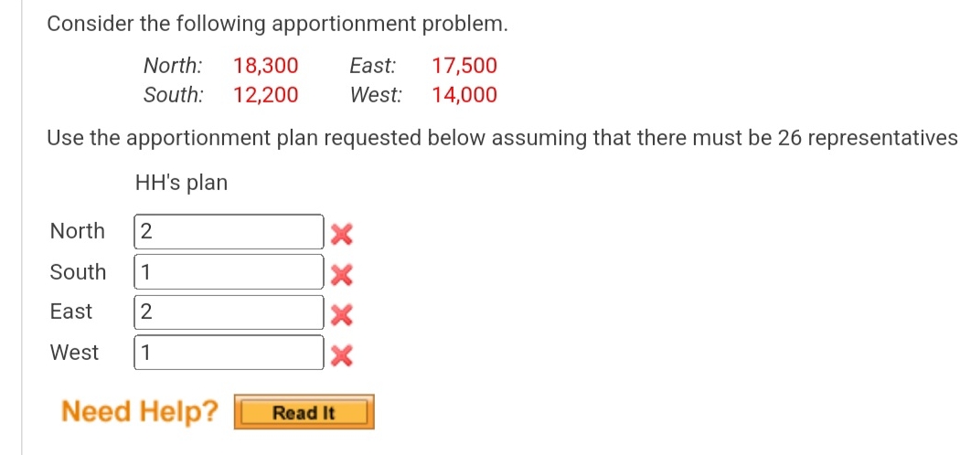 Solved Consider the following apportionment | Chegg.com