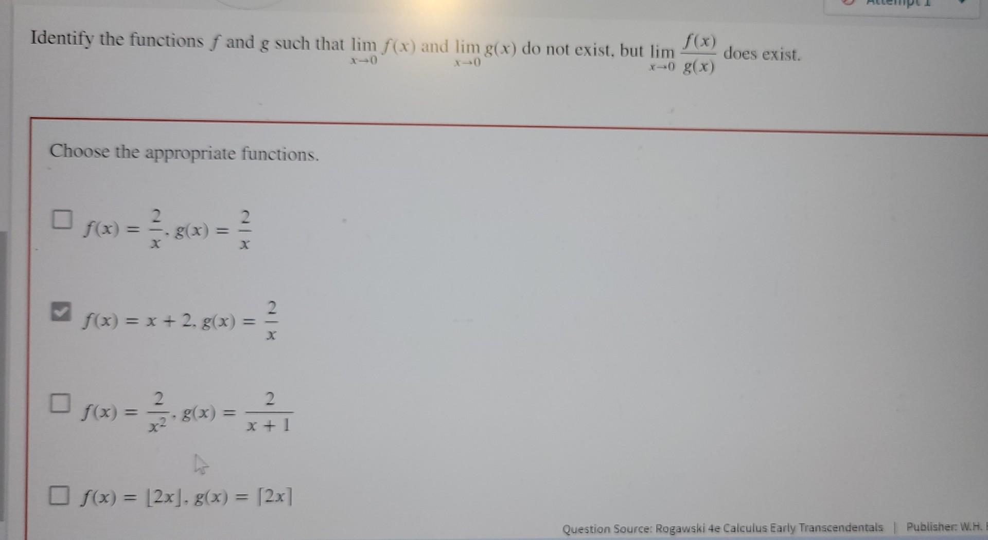 Solved Identify the functions f and g such that limx→0f(x) | Chegg.com