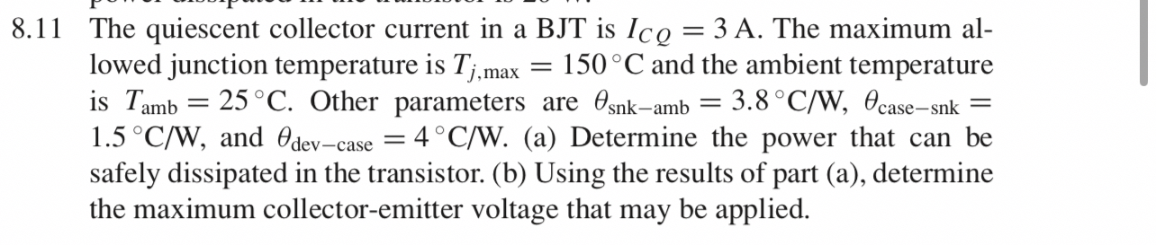 Solved 8.11 ﻿The quiescent collector current in a BJT is | Chegg.com