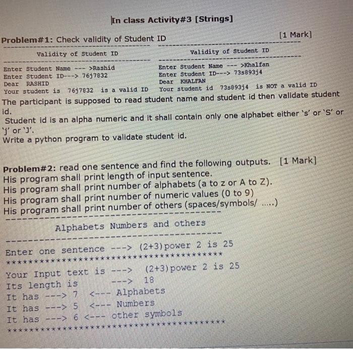 Solved In Class Activity3 Strings Problem1 Check 0605