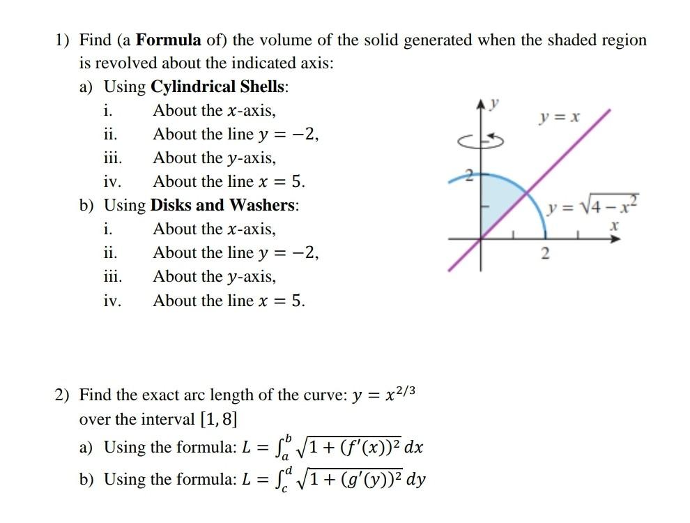 Solved 1) Find (a Formula of) the volume of the solid | Chegg.com