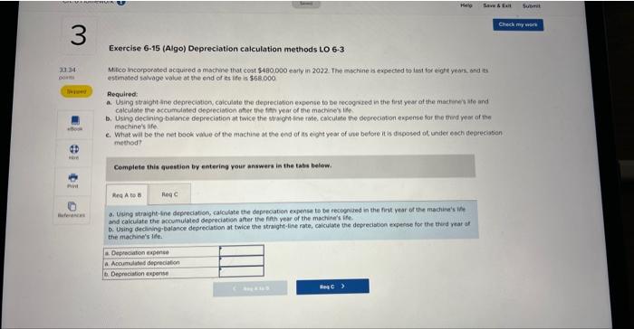 Solved Exercise 6-15 (Algo) Depreciation calculation methods | Chegg.com