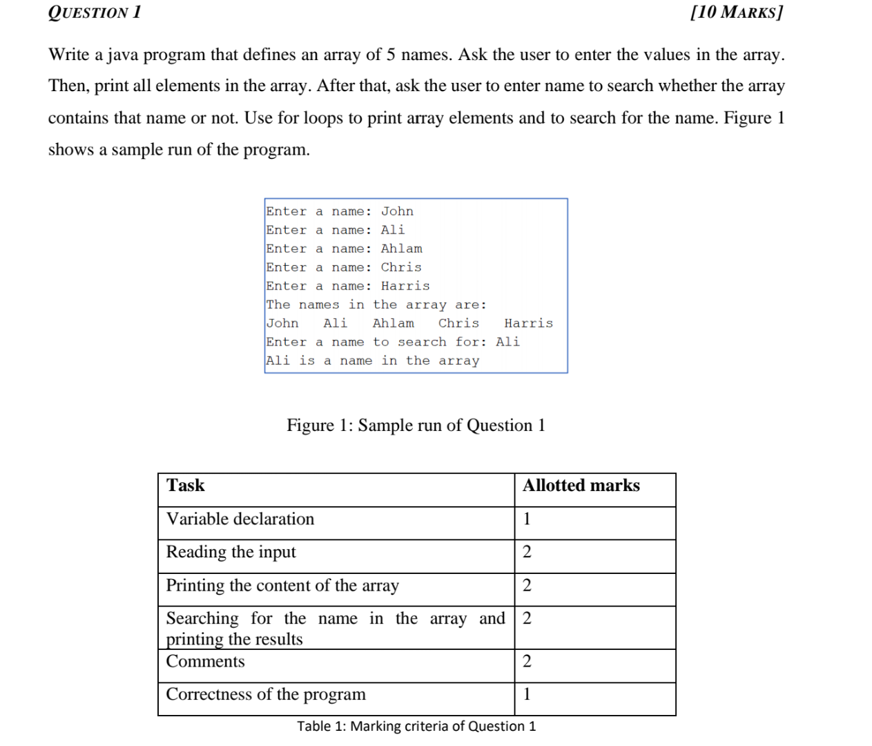 Solved Question 1 10 Marks Write A Java Program That 2794