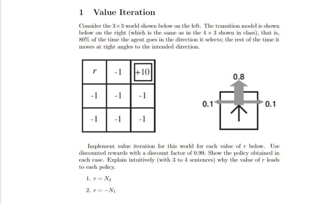 Solved r=13 ﻿and r =-41 ﻿Value IterationConsider the 3×3 | Chegg.com