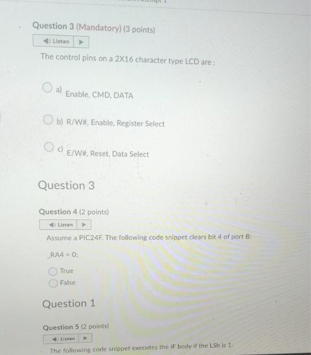 Solved Question (Mandatory) ( 2 points) Assume a PIC24F open | Chegg.com