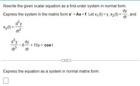 Solved Rewrite the given scalar equation as a first-order | Chegg.com