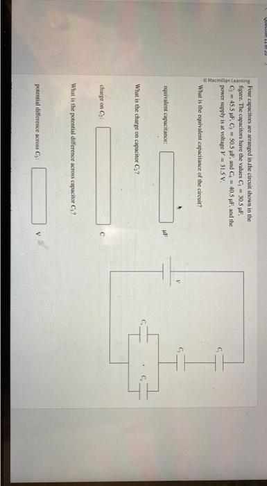 Solved Four capacitors are arranged in the circuit shown in | Chegg.com
