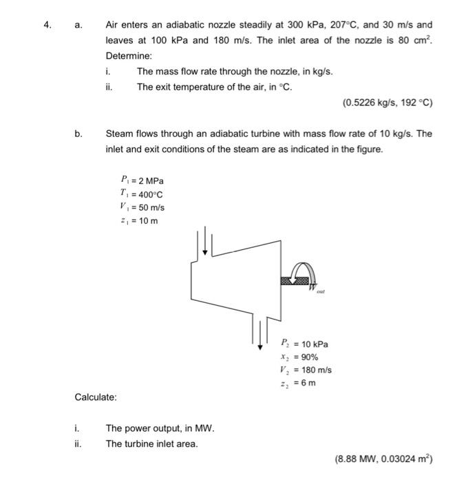 Solved a. Air enters an adiabatic nozzle steadily at | Chegg.com