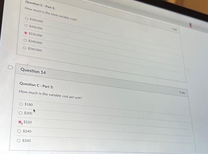 Solved Question C (Traditional and Contribution Format | Chegg.com