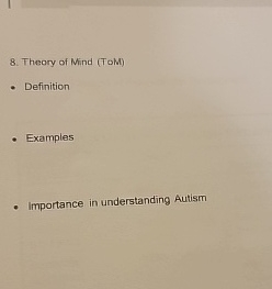 Solved Theory of Mind (ToM)DefinitionExamplesImportance in | Chegg.com
