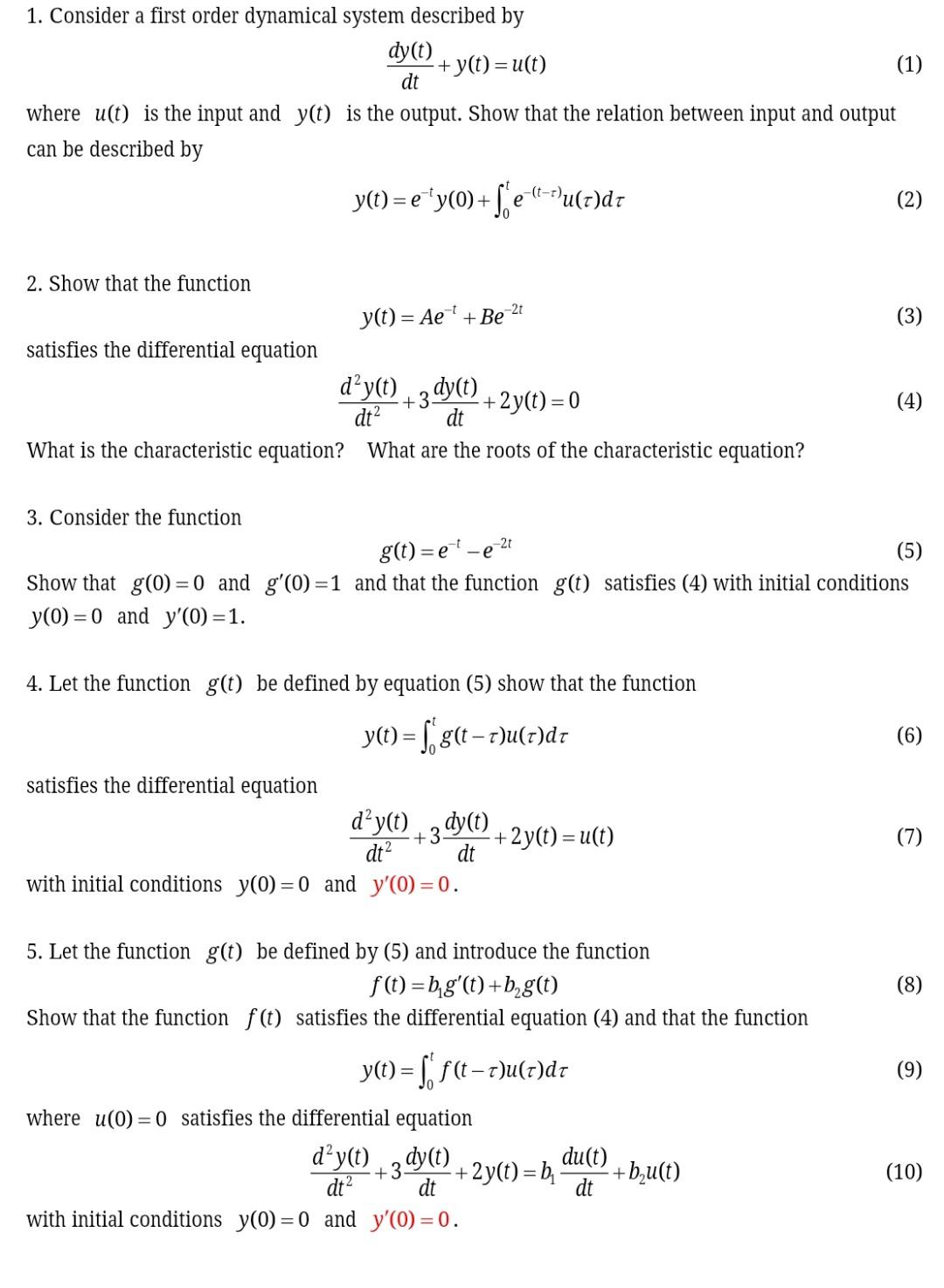 Solved 1. Consider a first order dynamical system described | Chegg.com