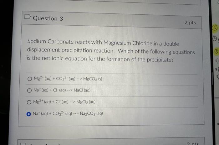 Solved Sodium Carbonate reacts with Magnesium Chloride in a | Chegg.com