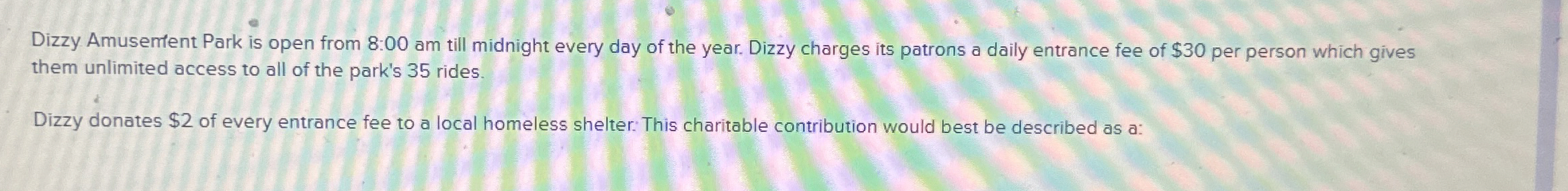 Solved Dizzy Amusemfent Park is open from 8:00 ﻿am till | Chegg.com