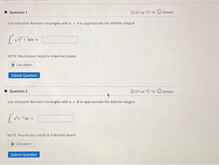 Solved Use mid-point Riemann rectangles with n=4 to | Chegg.com
