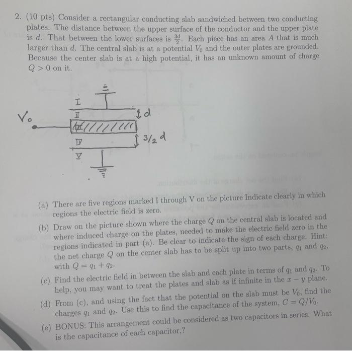 Solved 2. ( 10 pts) Consider a rectangular conducting slab | Chegg.com