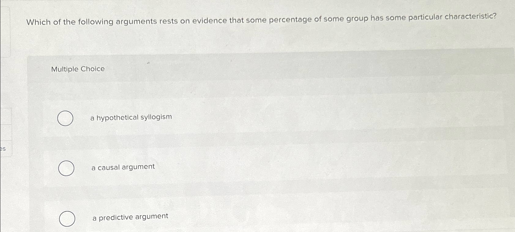 Solved Which of the following arguments rests on evidence | Chegg.com