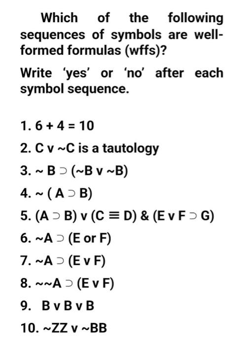 LIST ALL OF THE THE SENTENCE FORMS (listed in | Chegg.com