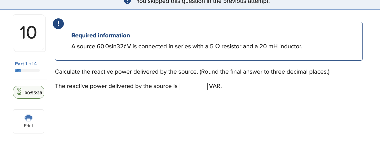 Solved Required information A source 60.0sin32tV is | Chegg.com