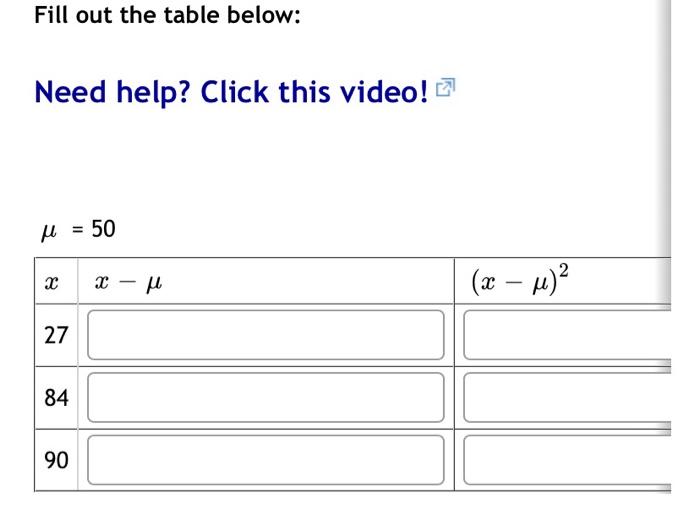Fill out the table below: Need help? Click this | Chegg.com