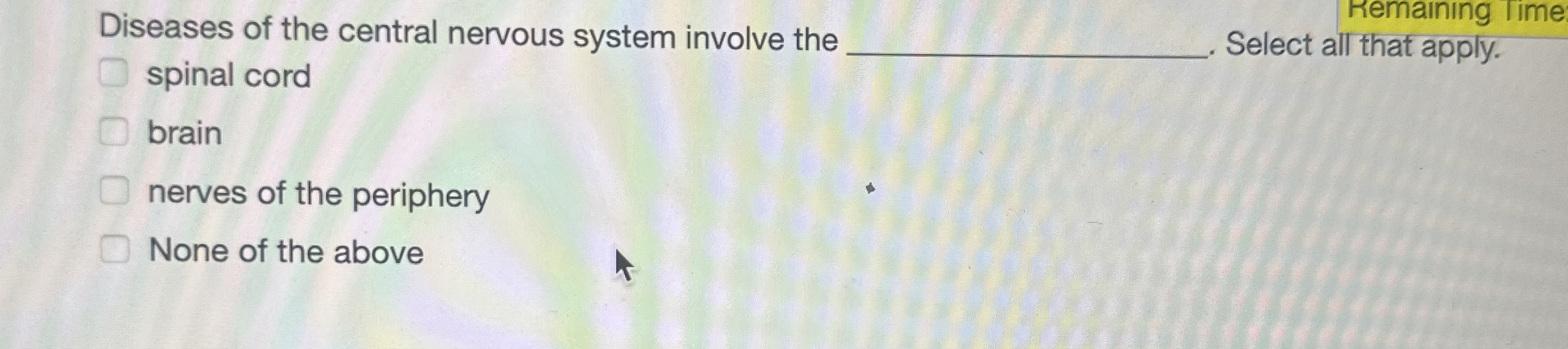 Solved Diseases of the central nervous system involve | Chegg.com