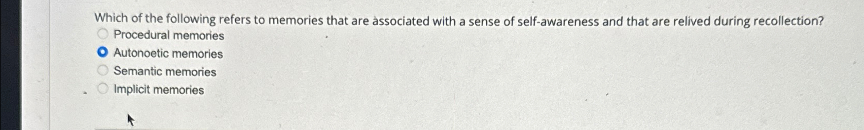 Solved Which of the following refers to memories that are | Chegg.com