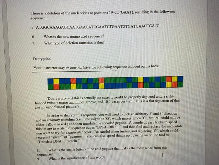 Solved There is a deletion of the nucleotides at positions | Chegg.com