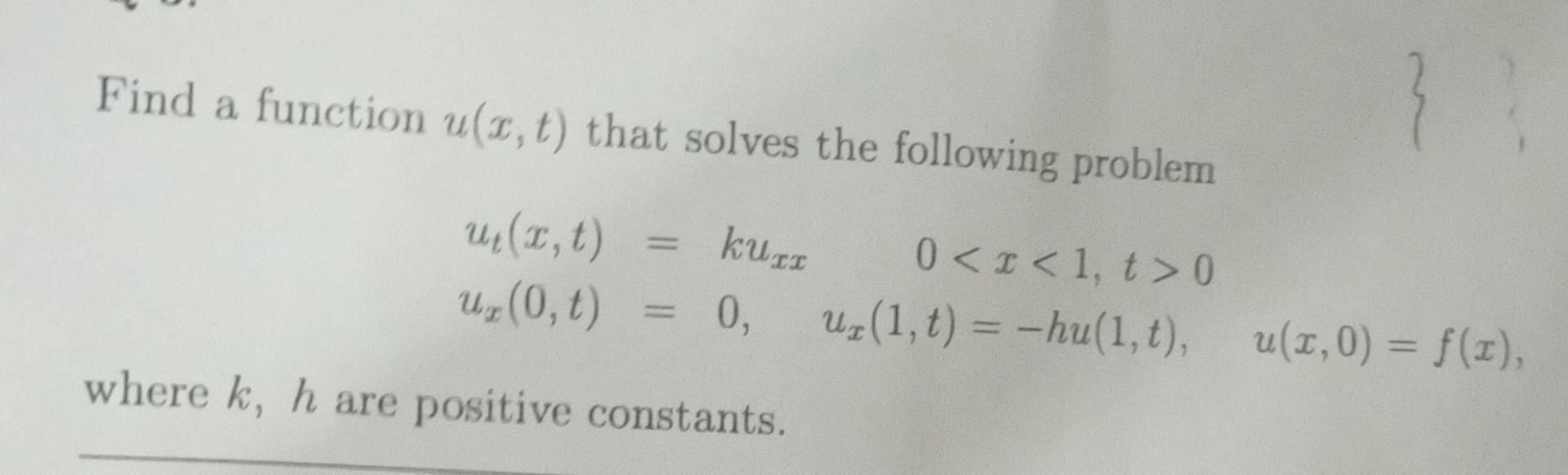 Solved Find a function u(x,t) that solves the following | Chegg.com