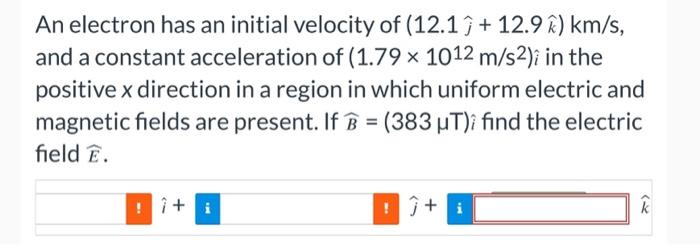 Solved An Electron Has An Initial Velocity Of