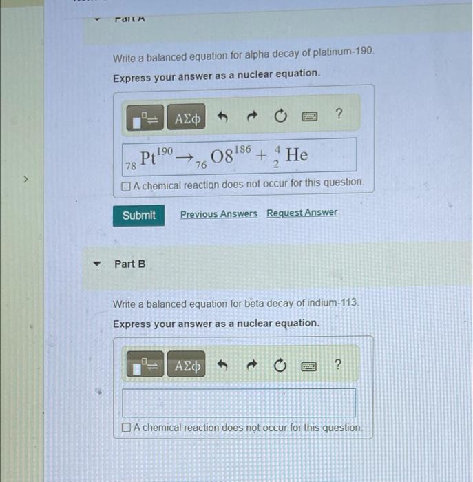 Solved Write a balanced equation for alpha decay of | Chegg.com