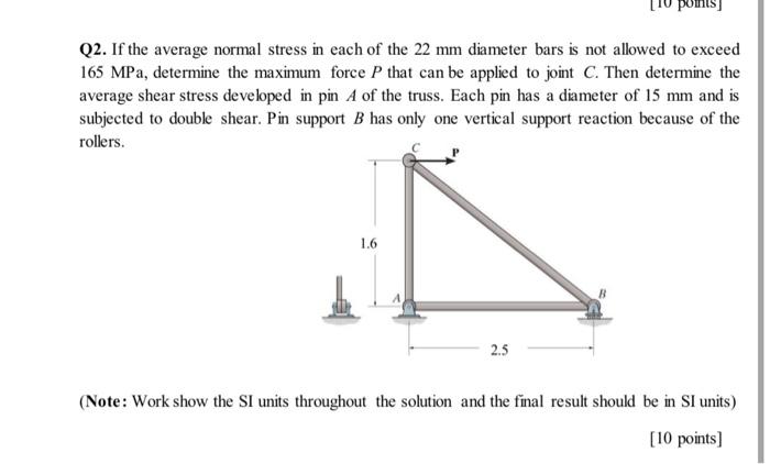 Solved Q2. If the average normal stress in each of the 22 mm | Chegg.com
