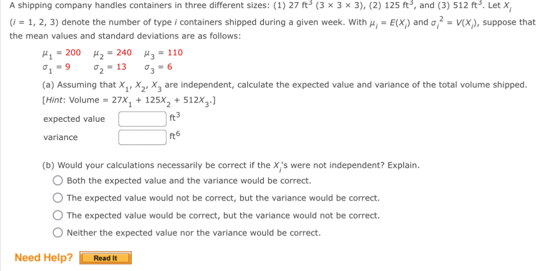 Solved A shipping company handles containers in three | Chegg.com